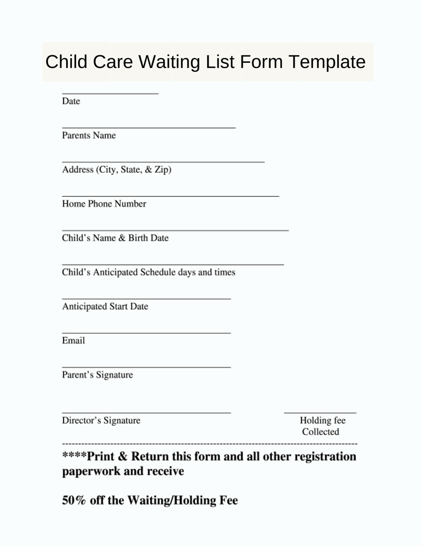Manage Enrollment with the Right Child Care Waiting List Template